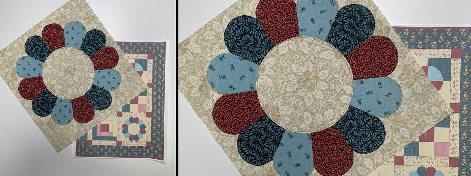 Dresden Plate en patchwork: Cosemos con la técnica de aplicación