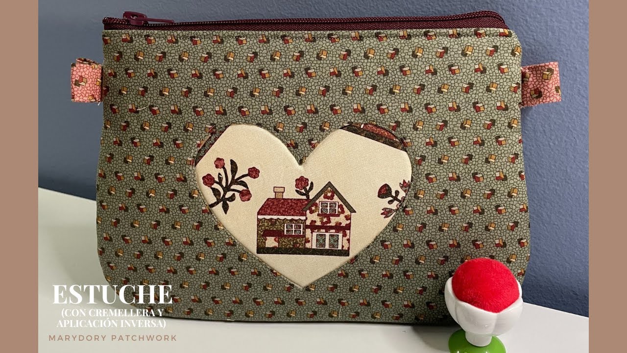 Cómo hacer un estuche con cremallera y aplicación invertida.